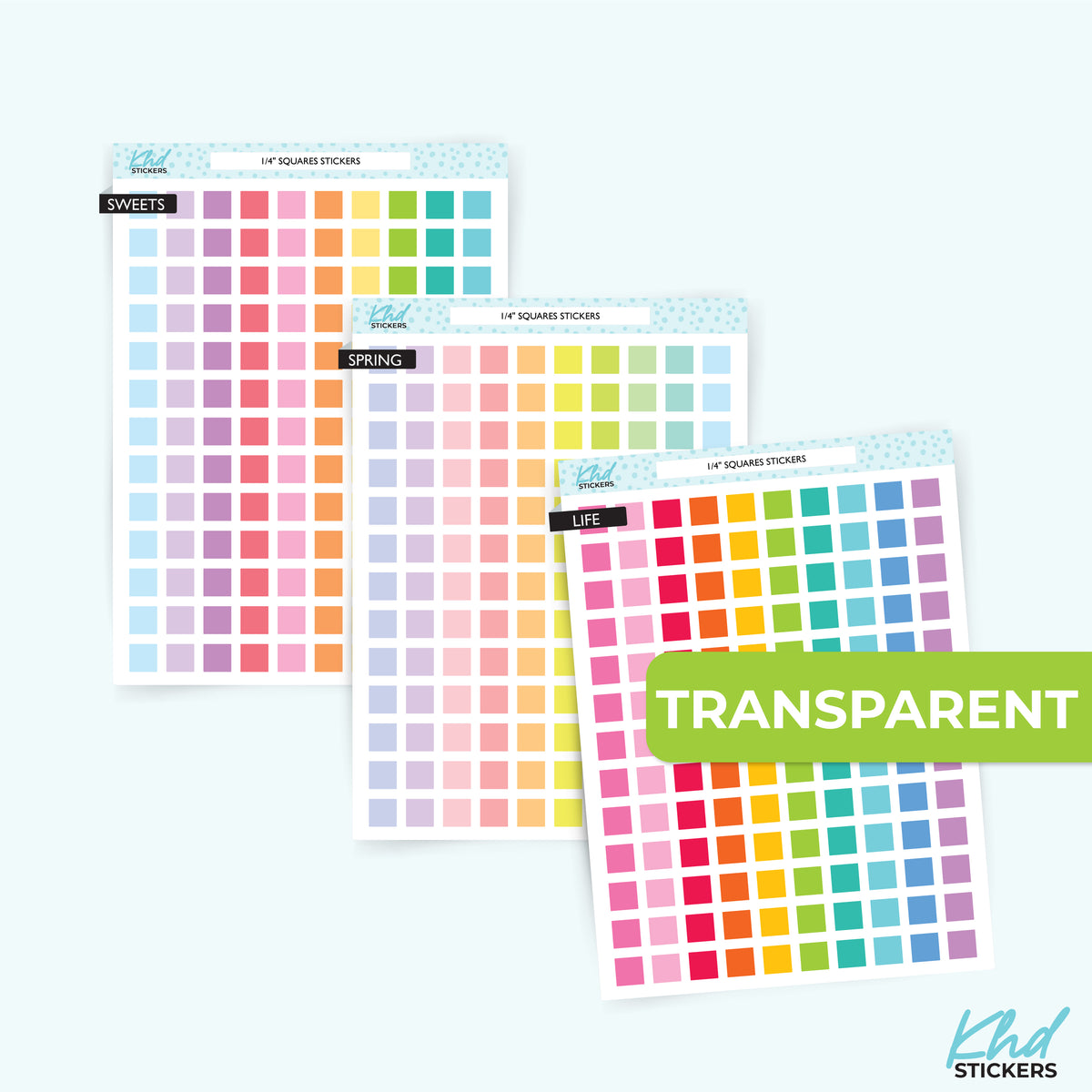 1/4" Squares Transparent Square Planner Stickers – Clear 6mm Squares ...