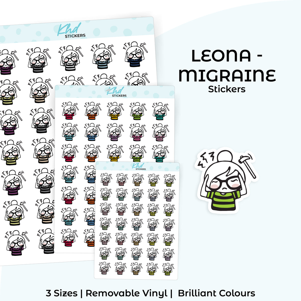 Migraine Headache Planner Girl Stickers – KHDStickers