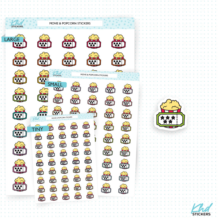 Movie and Popcorn Planner Stickers – KHDStickers