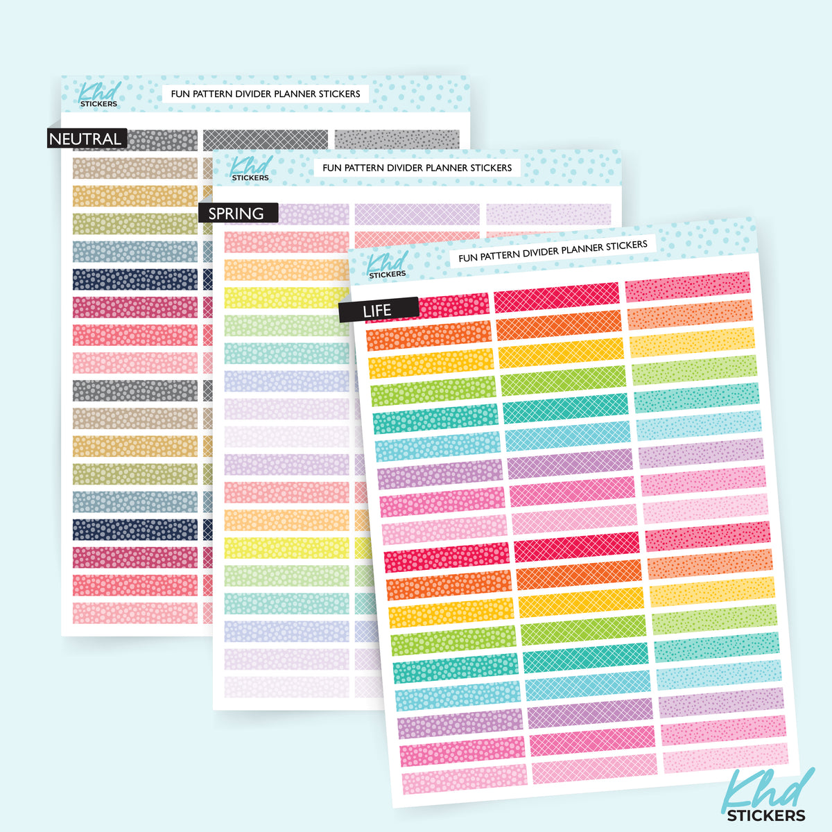 Divider Stickers - Fun Patterns Borders and Dividers for 1.5" 38mm pla ...