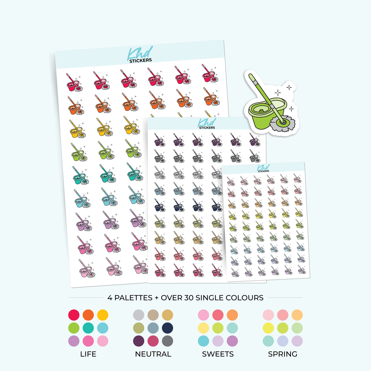 Cute Mop and Bucket Housework Stickers – KHDStickers