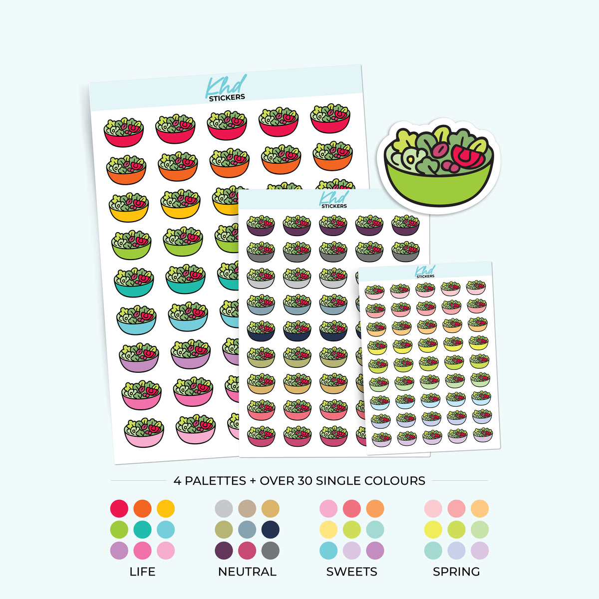 Salad Bowl Stickers, Planner Icons, – KHDStickers