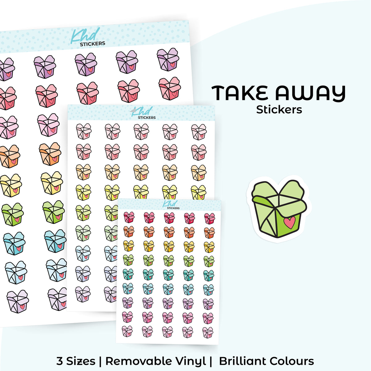 Takeout Food Box Stickers – Planner Icons for Takeaway Nights – KHDStickers