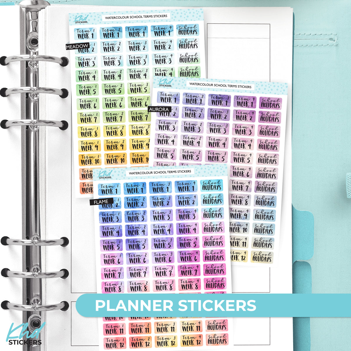Watercolour School Terms Planner Stickers – KHDStickers