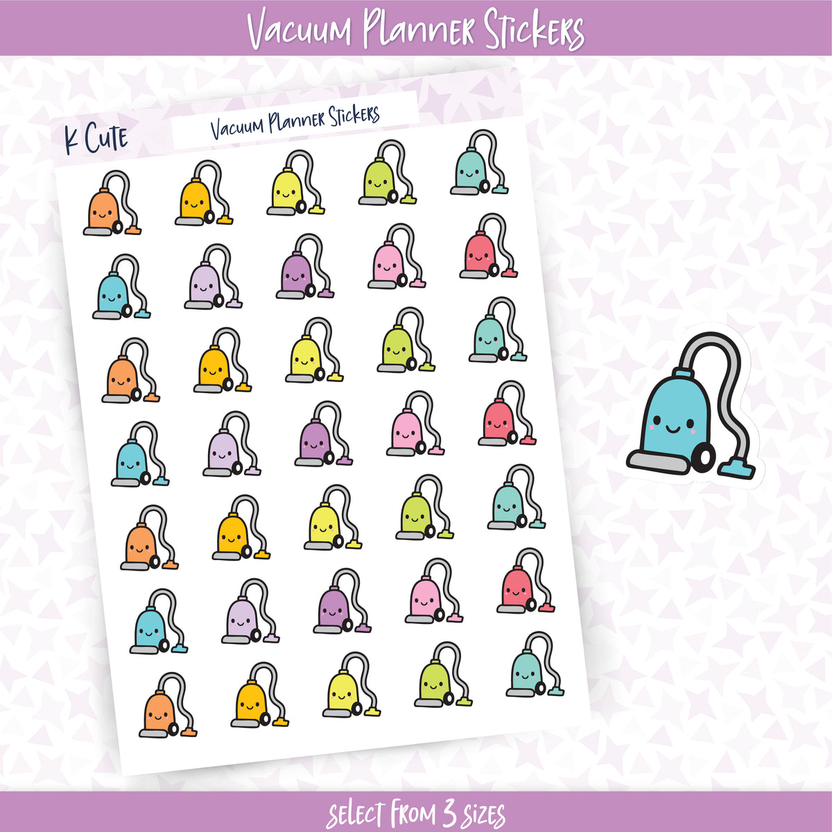 Kawaii Vacuum Cleaner Planner Stickers – KHDStickers